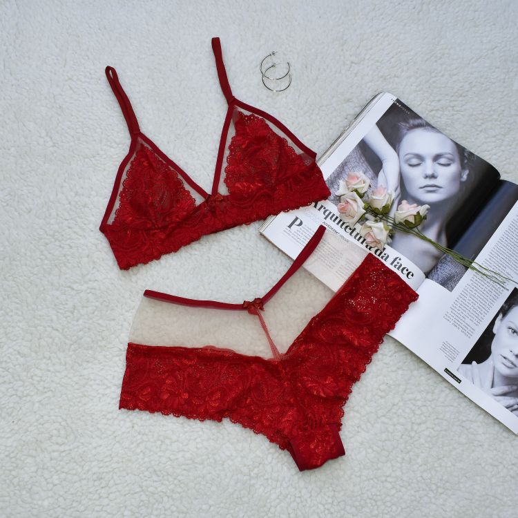 Conjunto De Lingerie Sem Bojo Caleçon Renda E Tule